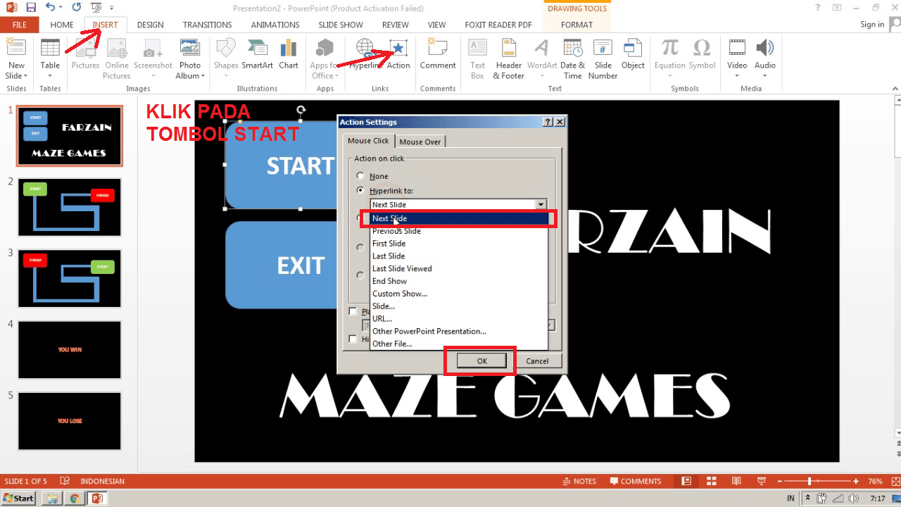 Cara Membuat Game Sederhana Menggunakan Power Point - Inwepo