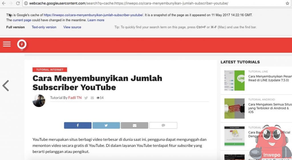 Cara Mengakses Halaman Website yang Telah di Hapus - Inwepo