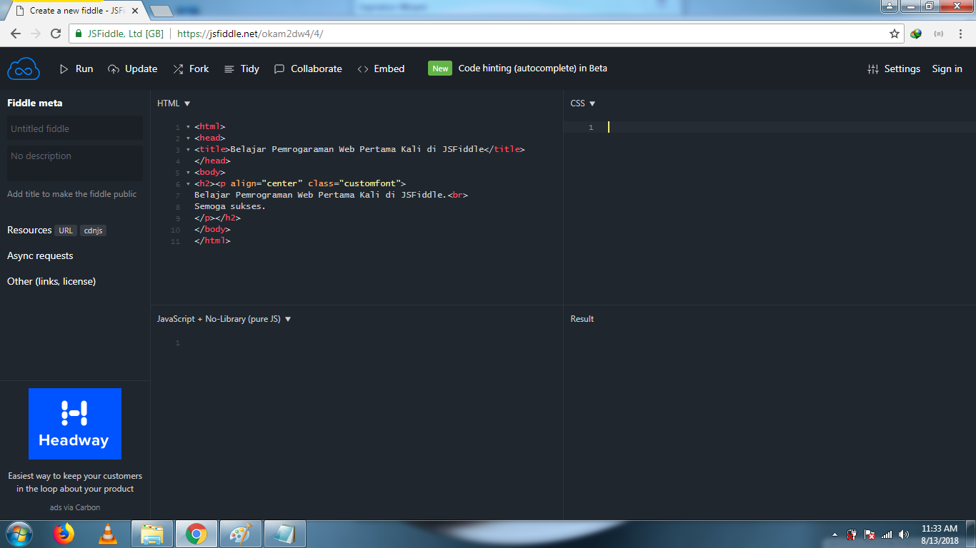 Cara Belajar Coding Web secara Online via JSFiddle Inwepo