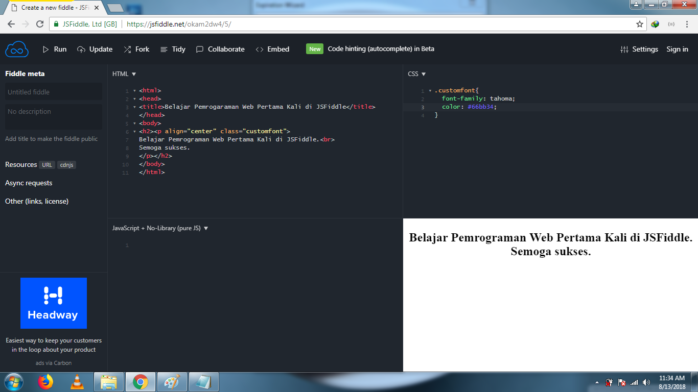 Cara Belajar Coding Web secara Online via JSFiddle Inwepo