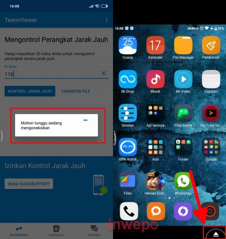 Cara Menampilkan Layar Android ke Android Lain - Inwepo