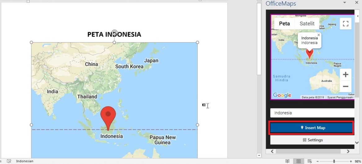 Cara Mudah Memasukkan Gambar Peta di Word 2016 - Inwepo