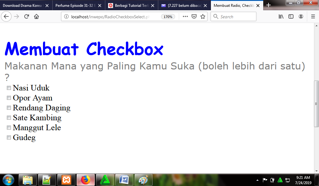 Cara Membuat Radio, Checkbox dan Select dengan HTML Inwepo