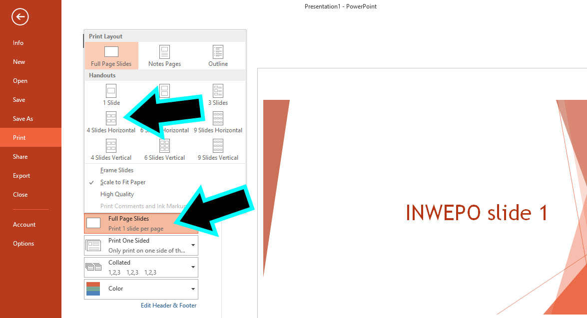 Cara Print Banyak Slide dalam Satu Halaman di PowerPoint 2013 Inwepo