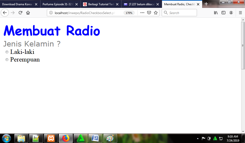 Cara Membuat Radio, Checkbox dan Select dengan HTML Inwepo