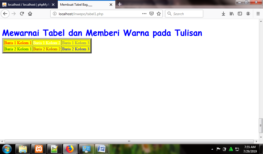Cara Membuat Tabel dengan BGCOLOR di HTML Inwepo