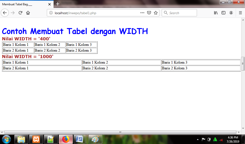 Cara Membuat Tabel dengan Width dan Height di HTML Inwepo