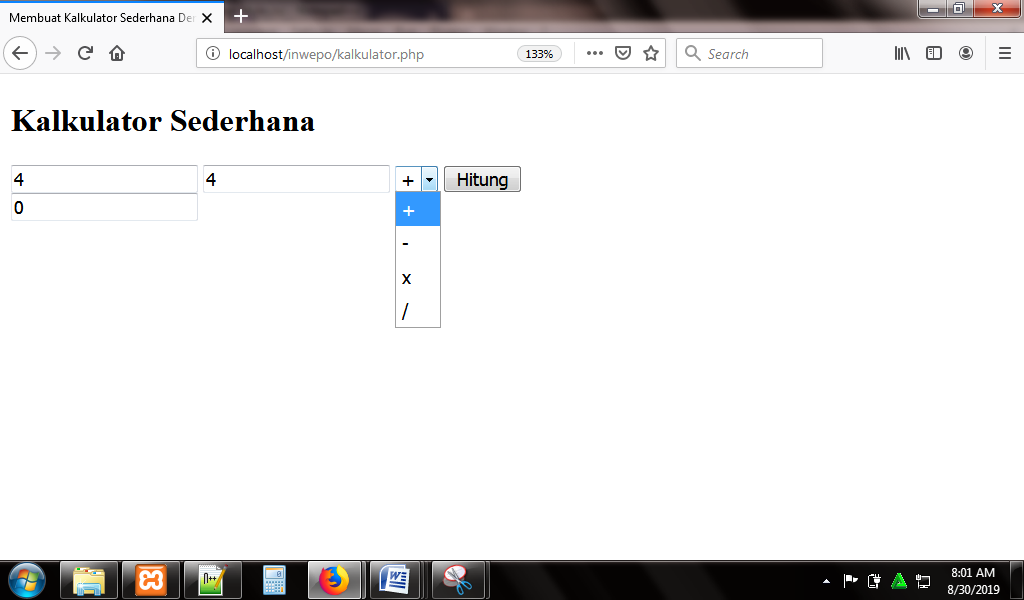 Cara Membuat Aplikasi Kalkulator Sederhana dengan PHP - Inwepo