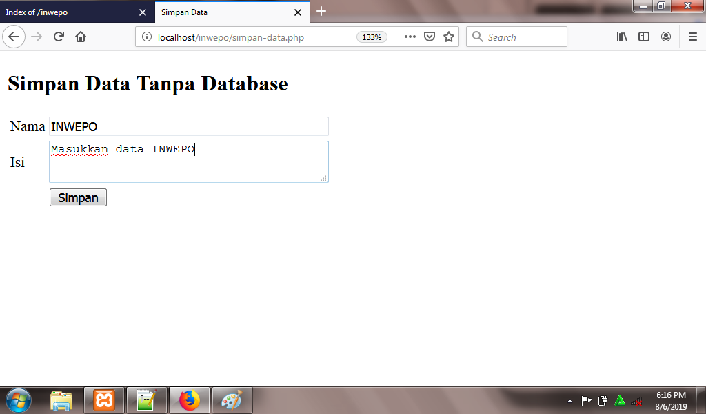 Cara Menyimpan Data dengan PHP Tanpa Menggunakan Database - Inwepo