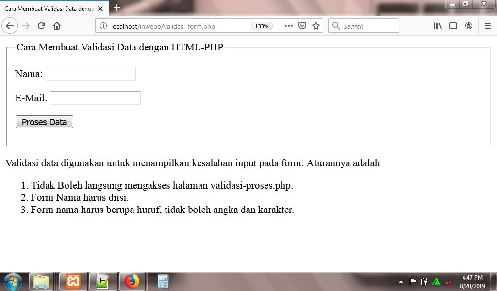 Cara Membuat Validasi Form dengan HTML dan PHP - Inwepo