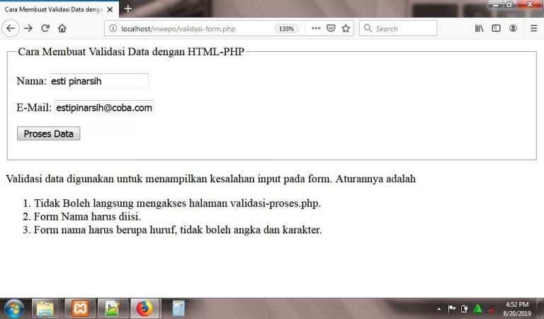 Cara Membuat Validasi Form dengan HTML dan PHP Inwepo