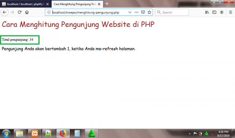 Cara Membuat Visitor Counter Sederhana dengan PHP - Inwepo