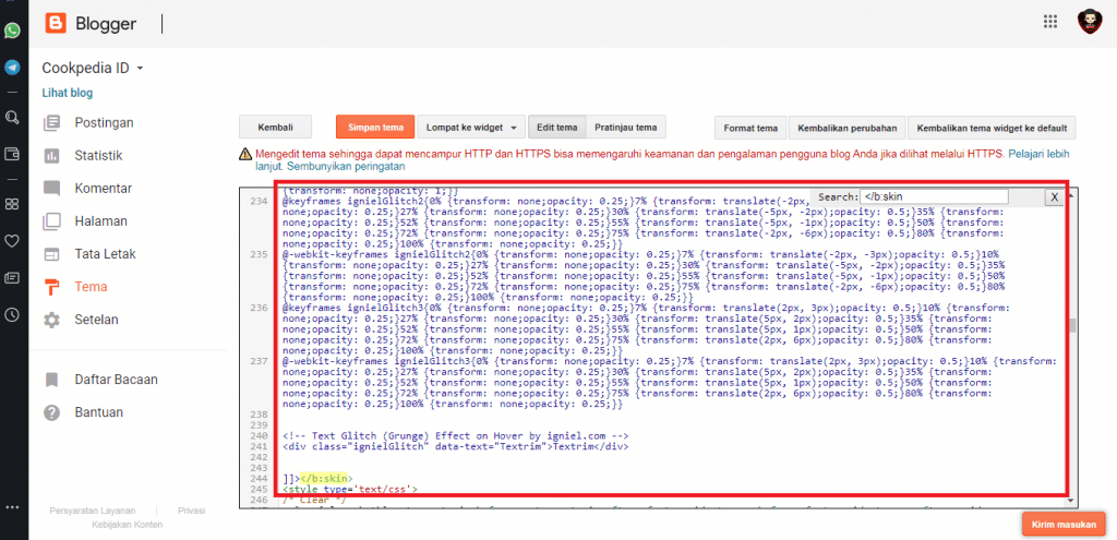 Cara Membuat Teks Animasi Glitch dengan CSS di Blogger - Inwepo