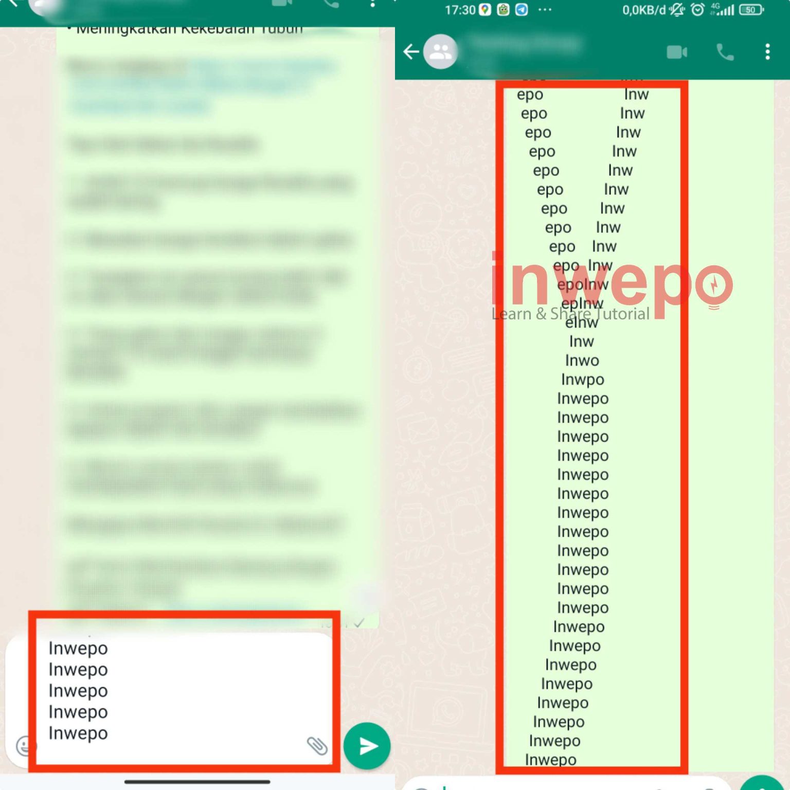 Cara Membuat Scrolling Text di WhatsApp Inwepo