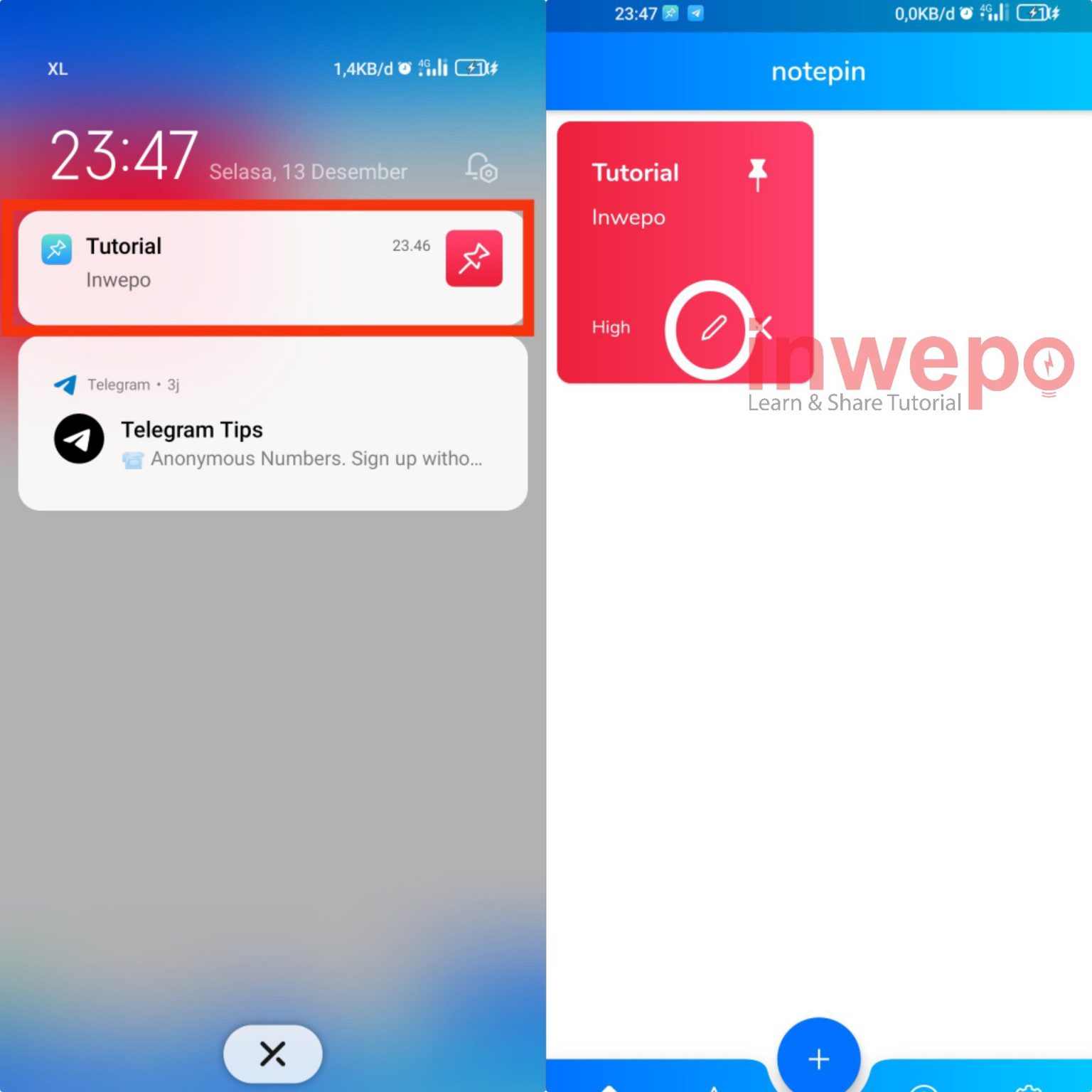 Cara Pin Note di Notif Bar Android - Inwepo